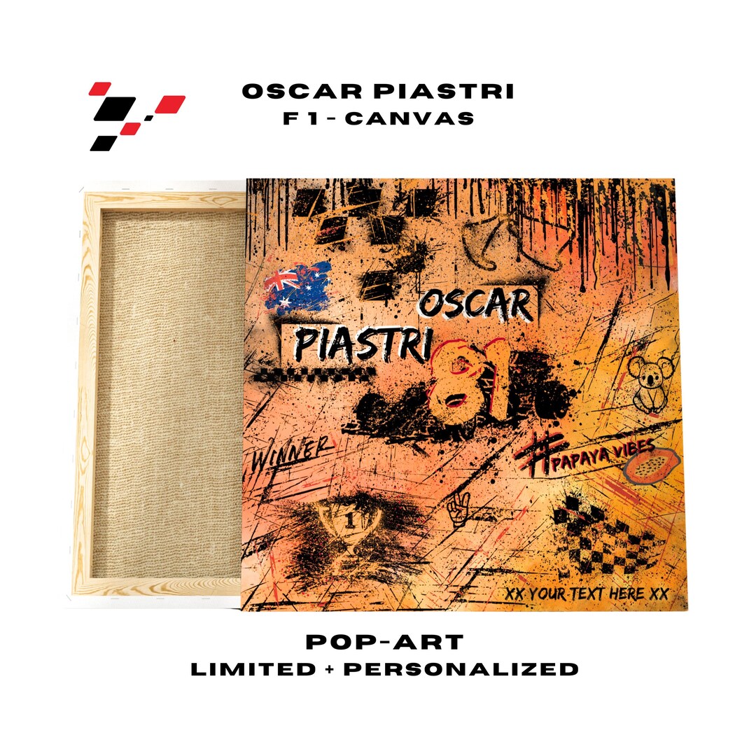 Oscar Piastri - Canvas - Formula 1, Pop Art Wall Picture, Oscar Piatri ...