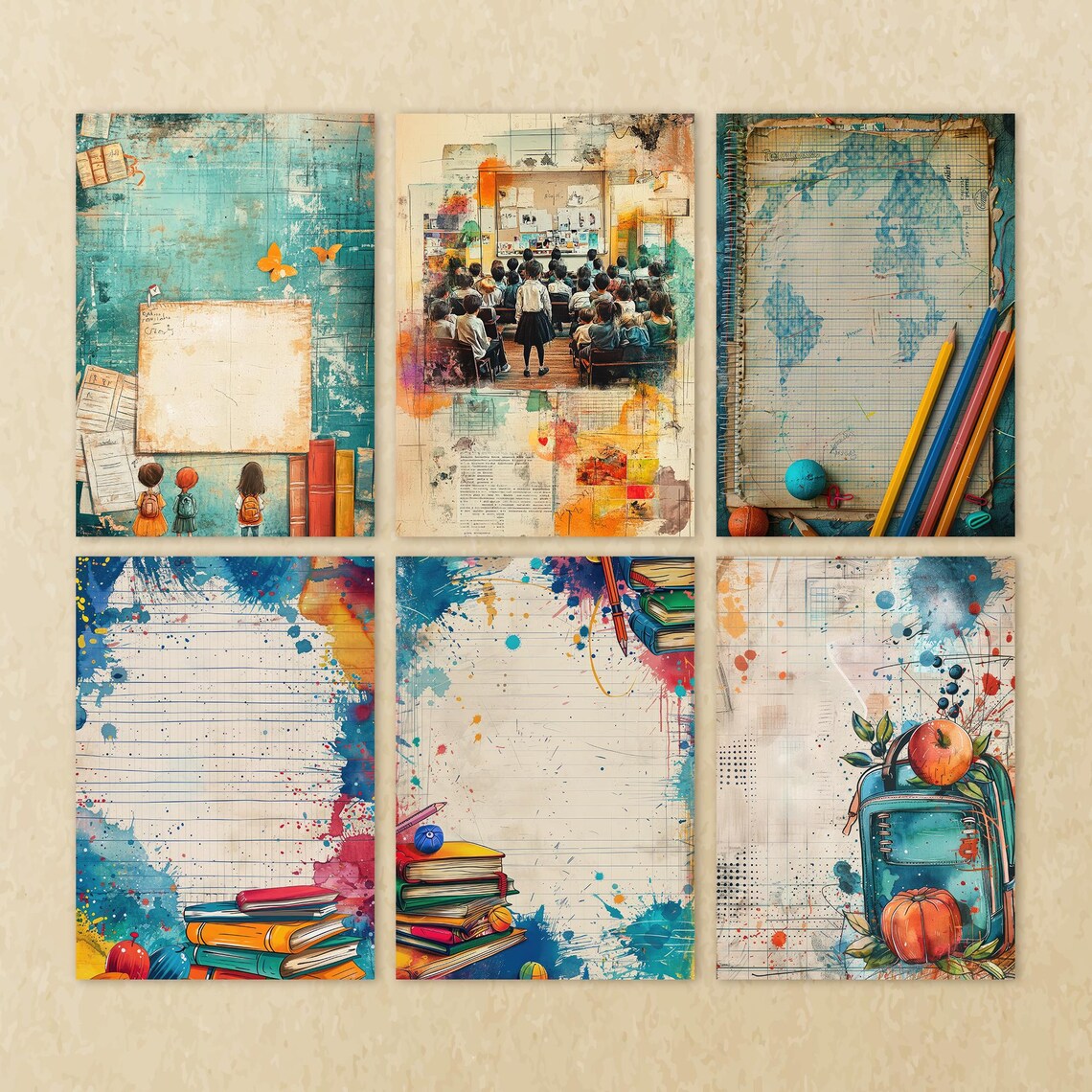 Back to School Junk Journal Kit: Scrapbook Ephemera, Tags (PDF) - Etsy