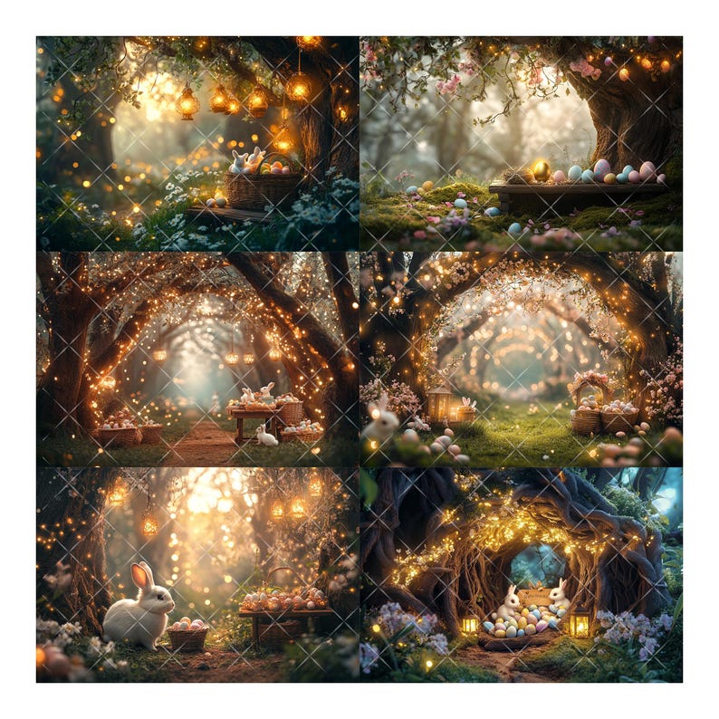 Enchanted Easter Forest Digital Backdrop | Magical Spring Scene With ...