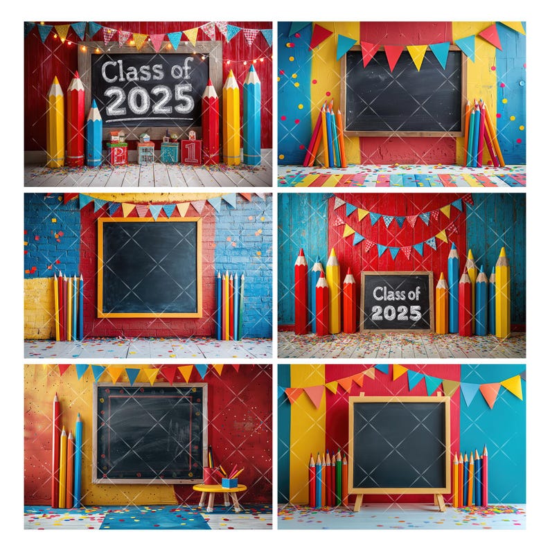 Colorful Graduation Chalkboard Backdrop: Kids School Party - Etsy