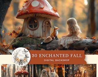 Enchanted Fall Digital Backdrops: Autumn Forest, Fox, Fairy House - Etsy