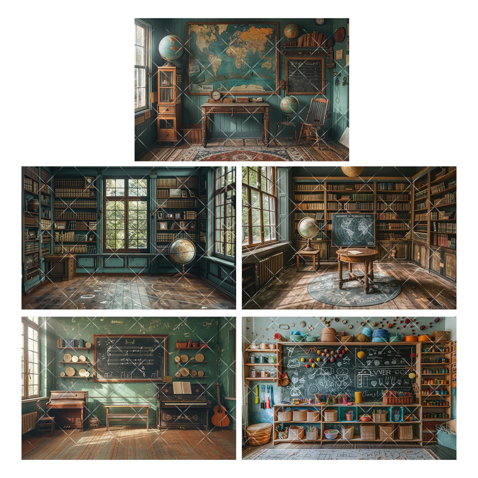 Back to School Classroom Digital Backdrop: Chalkboard & Wood - Etsy