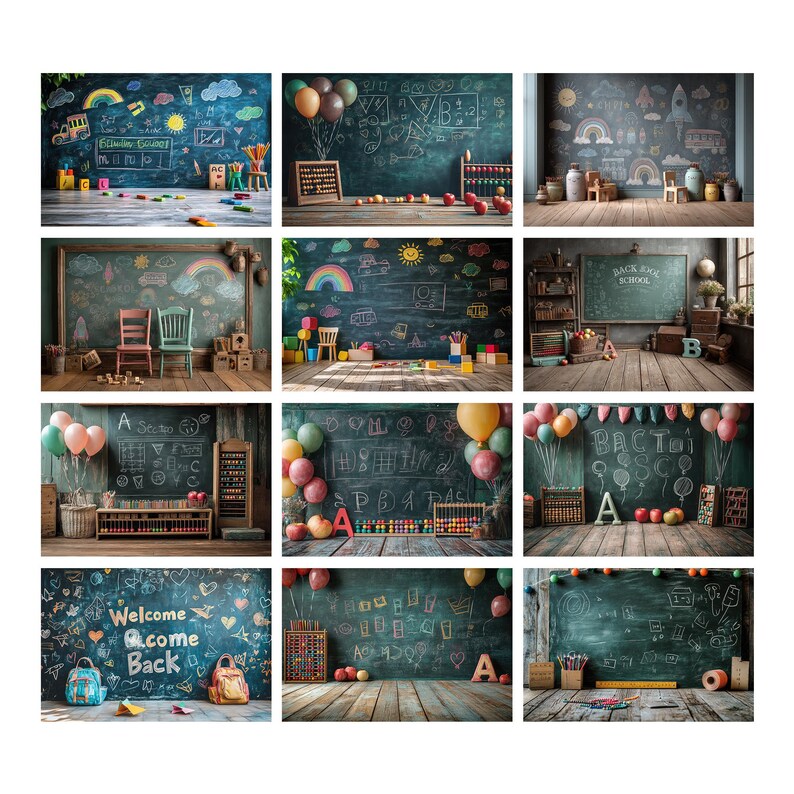 Vintage Chalkboard Digital Backdrop: School Photography Prop - Etsy