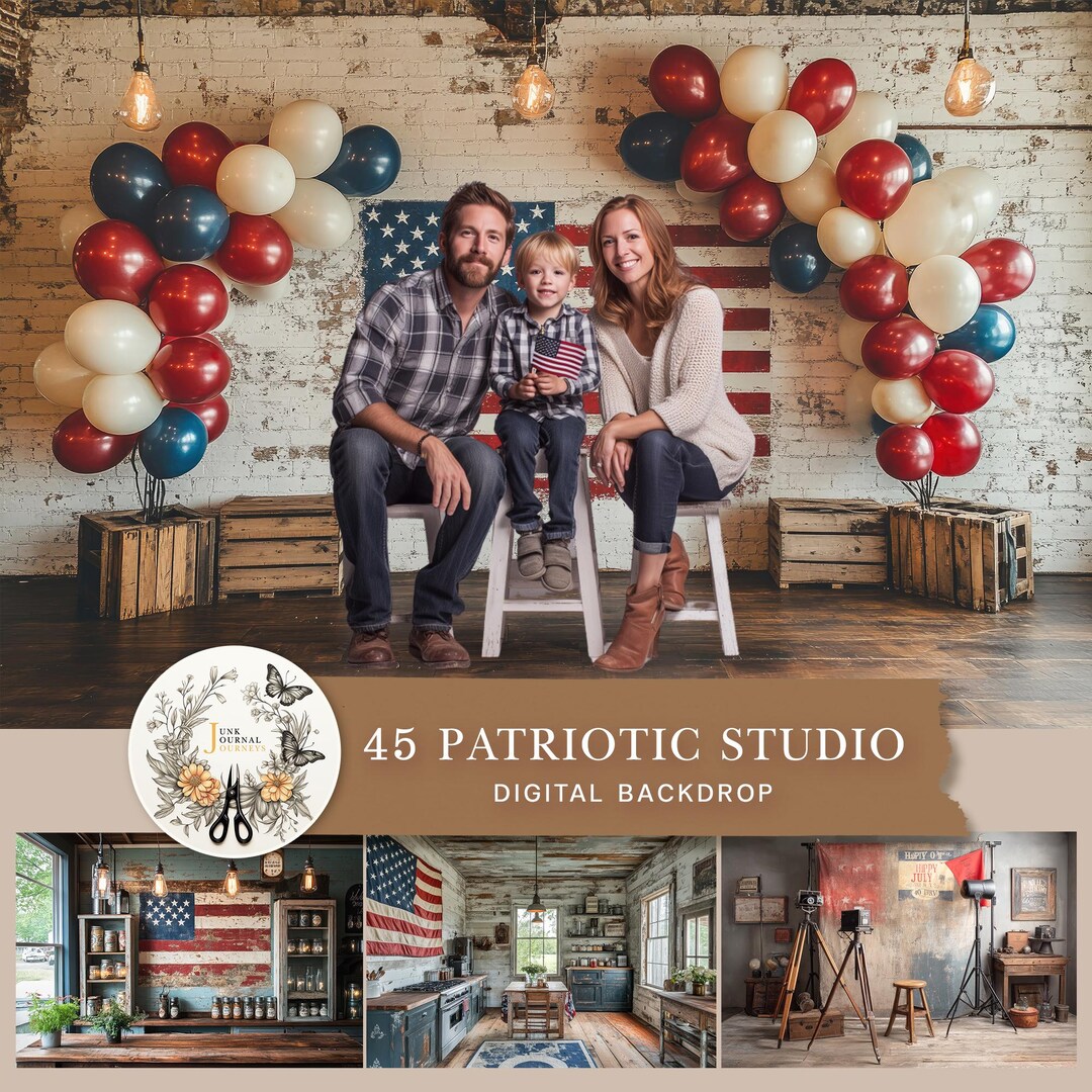 Americana Flag Mural Digital Backdrop: 4th of July Photoshoot (JPEG) - Etsy