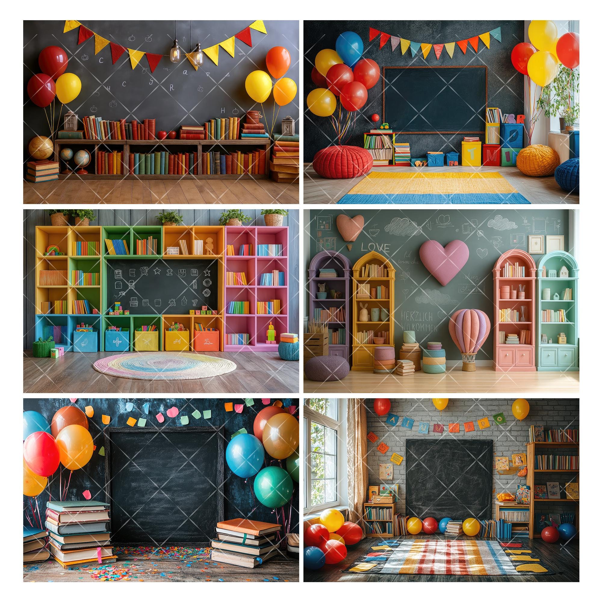 Classroom Library Digital Backdrop: Back to School Photo Background ...