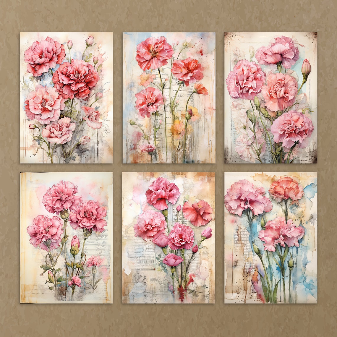 Birth Month Flowers January - Carnation Junk Journal Printable Pages ...