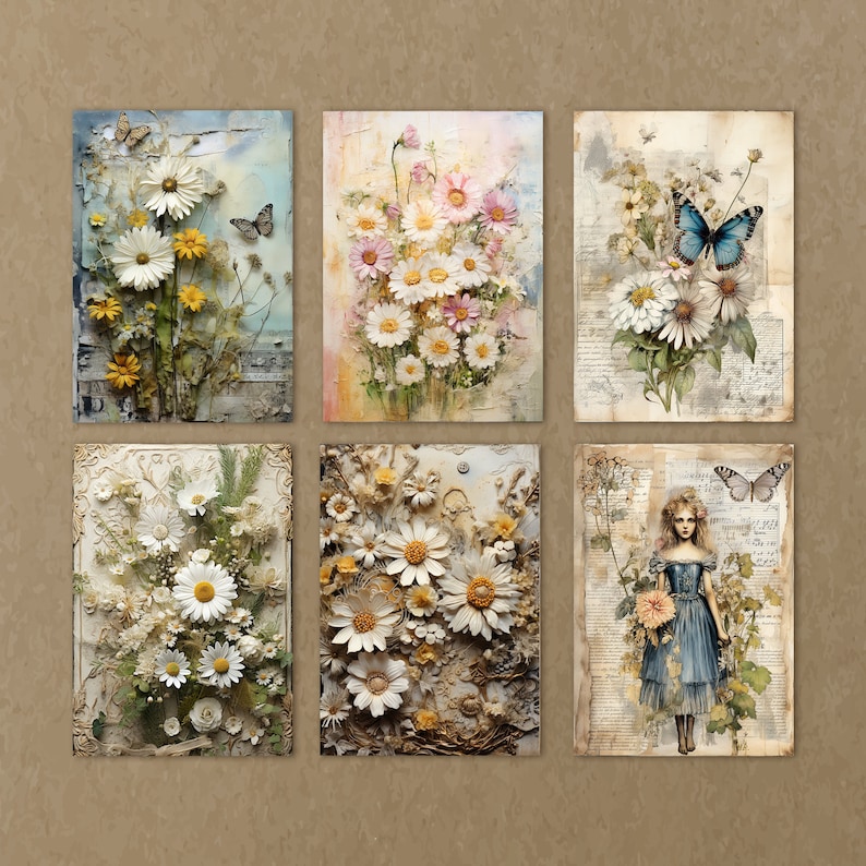 Daisy Flower Junk Journal Kit Bundle, Daisy Ephemera, Floral Junk ...