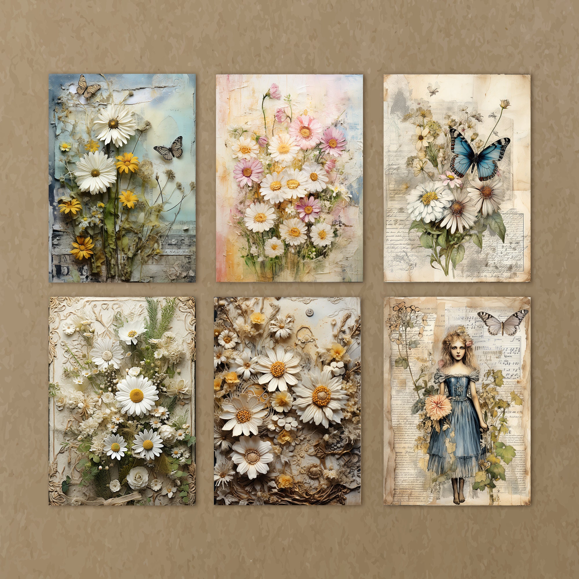 Daisy Flower Junk Journal Kit Bundle, Daisy Ephemera, Floral Junk ...