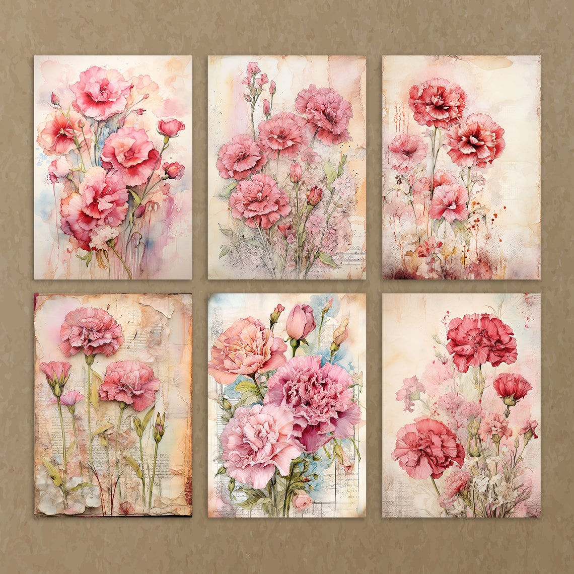 Birth Month Flowers January - Carnation Junk Journal Printable Pages ...
