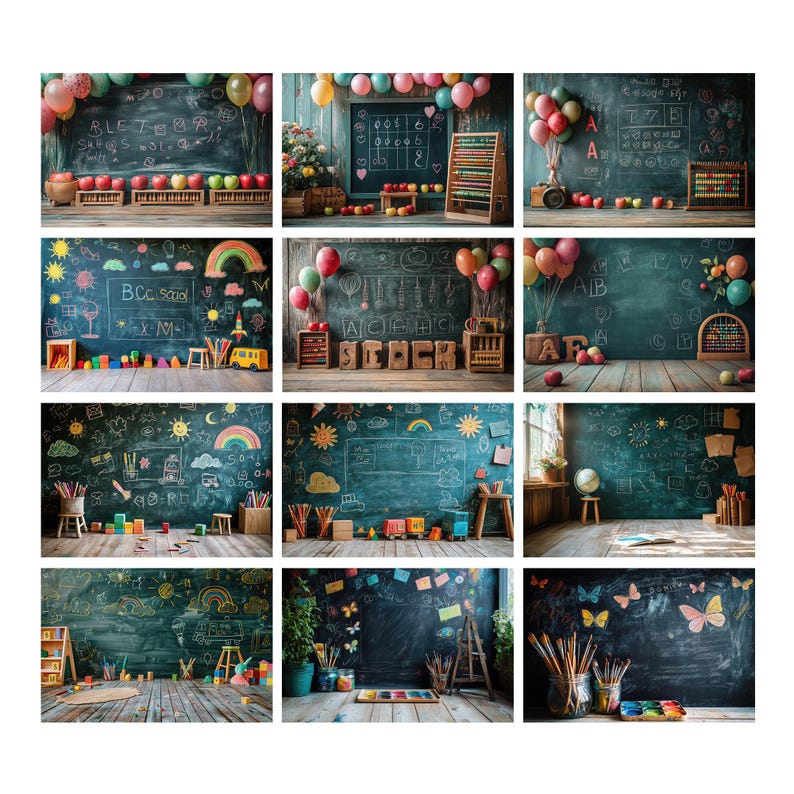 Vintage Chalkboard Digital Backdrop: School Photography Prop - Etsy
