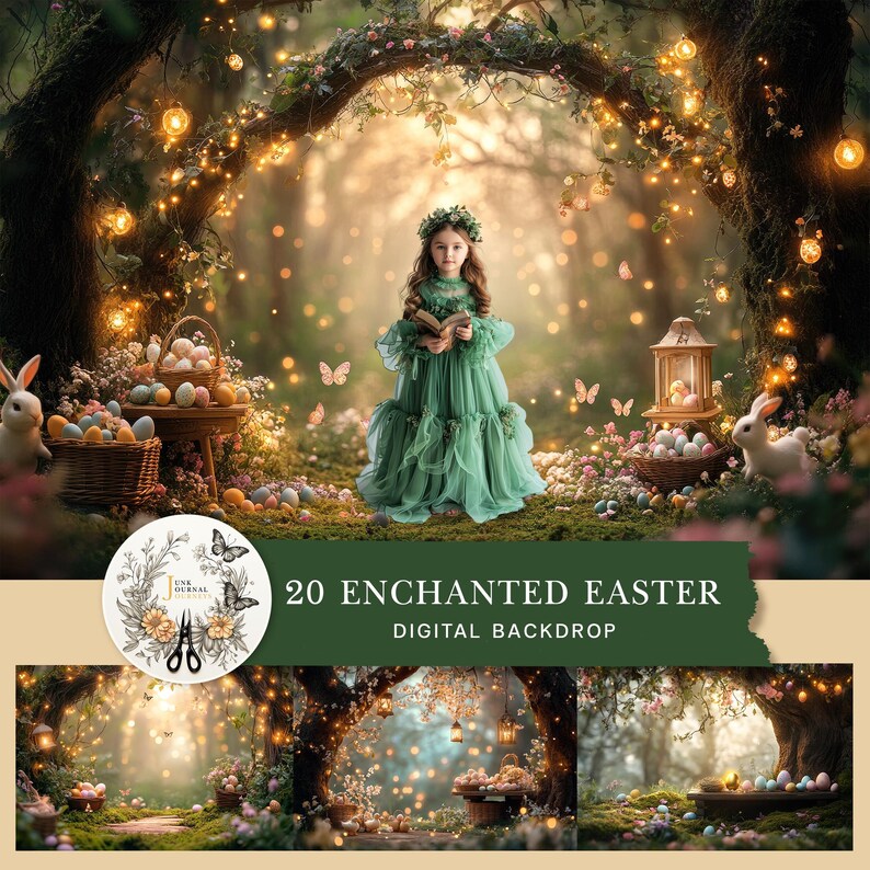 Enchanted Easter Forest Digital Backdrop | Magical Spring Scene With ...