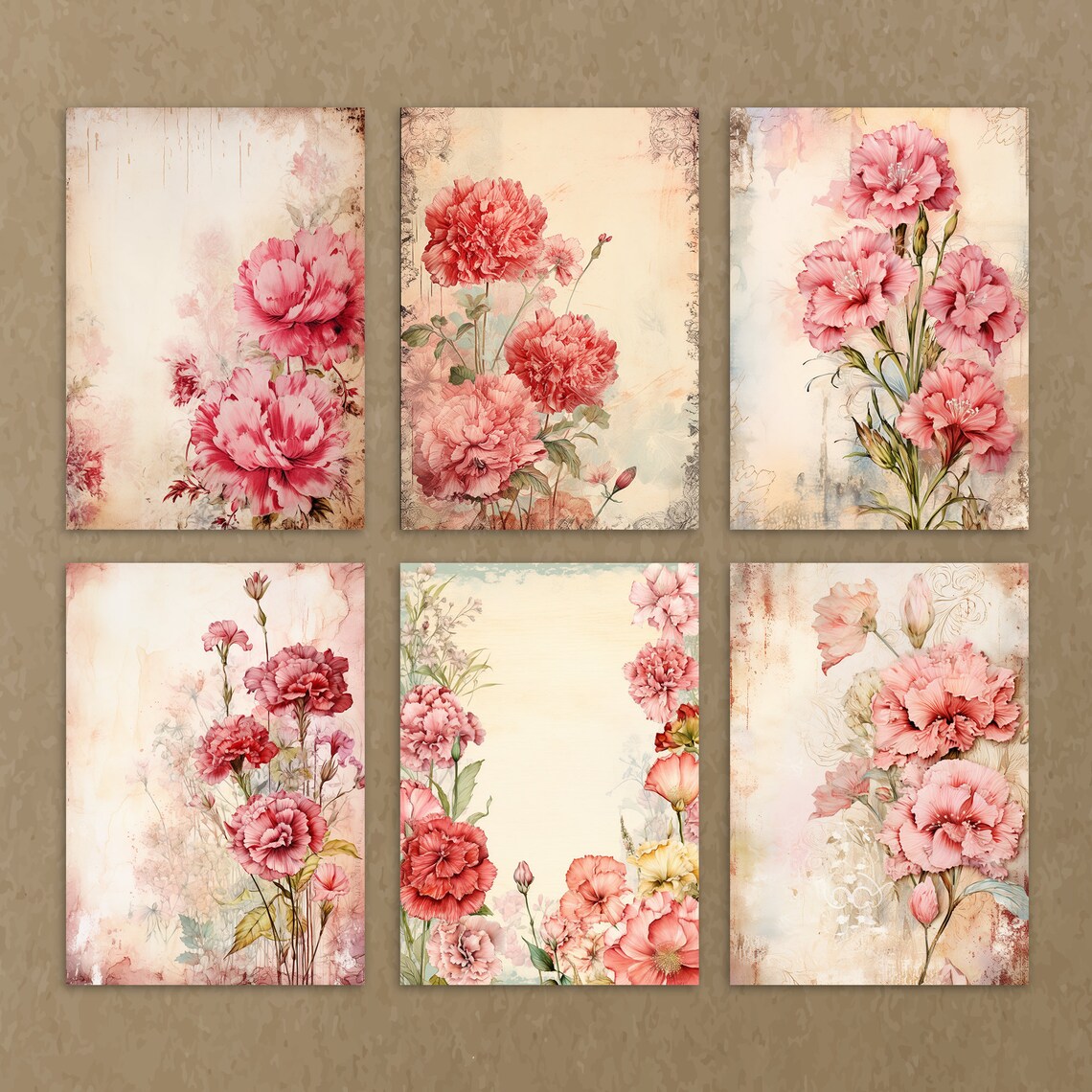Birth Month Flowers January - Carnation Junk Journal Printable Pages ...