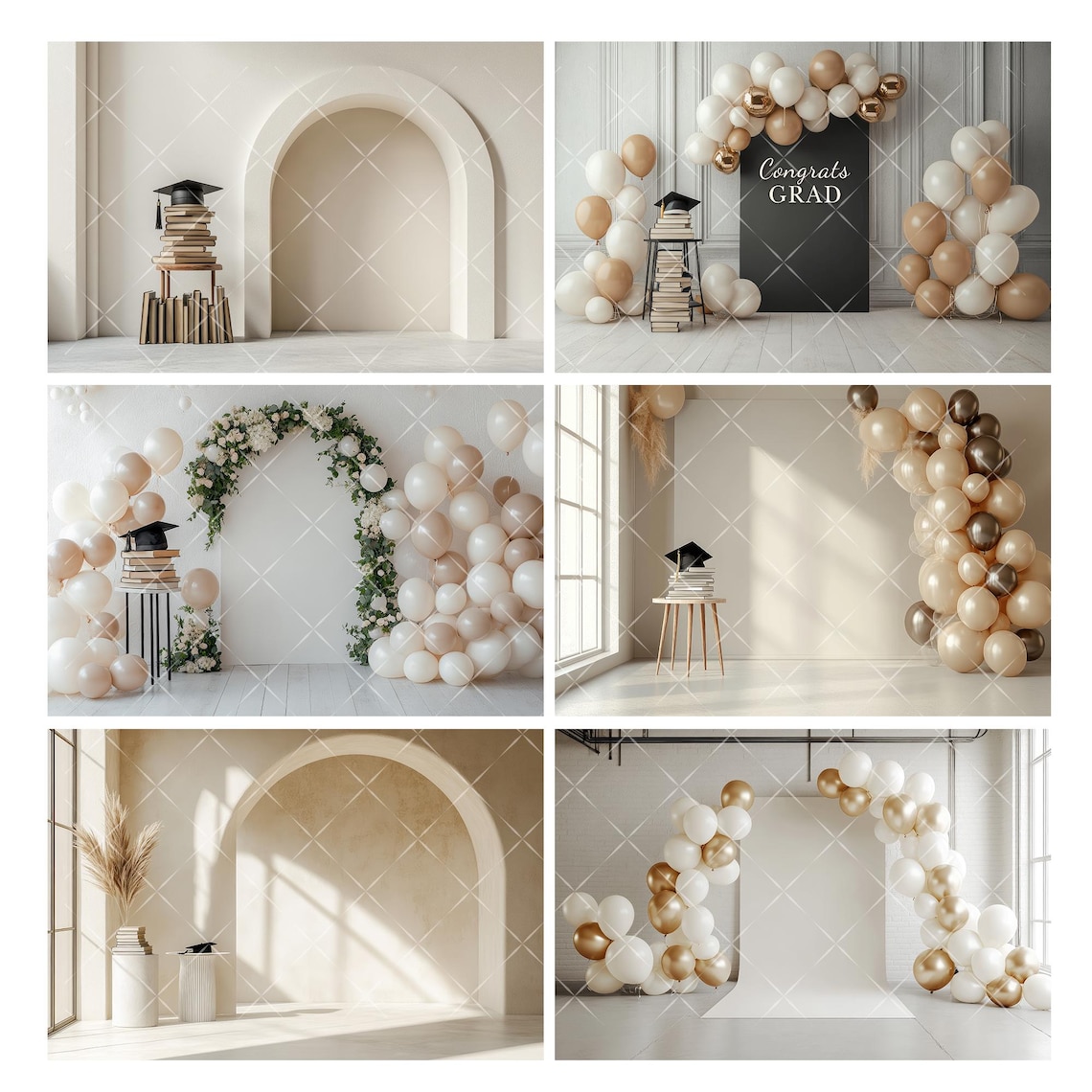 Minimalist Graduation Photo Backdrop: Neutral Arch With Balloons - Etsy