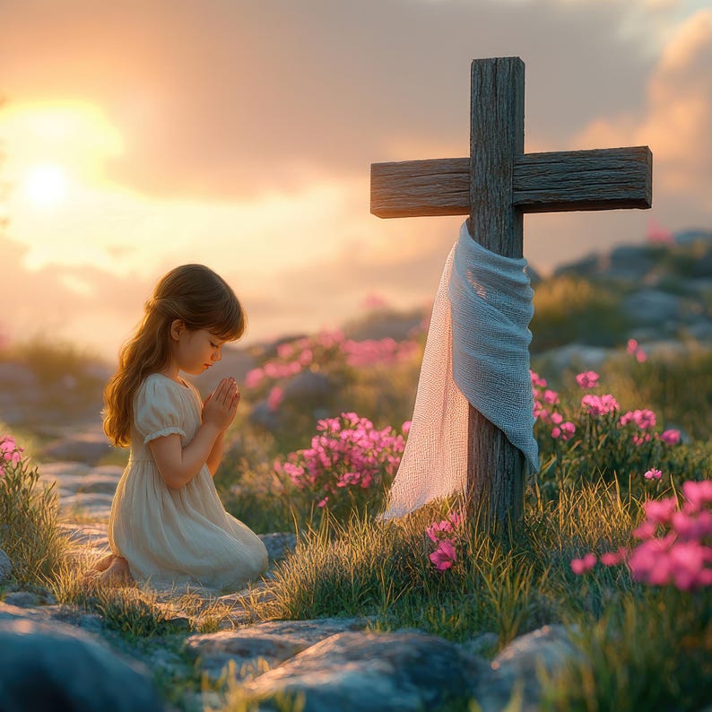 Christian Easter Digital Backdrop With Cross and White Cloth at Sunset ...