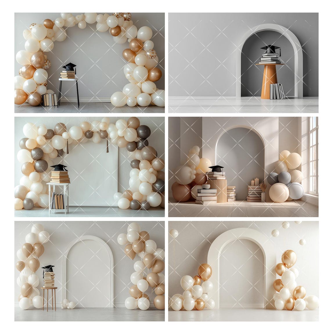Minimalist Graduation Photo Backdrop: Neutral Arch With Balloons - Etsy