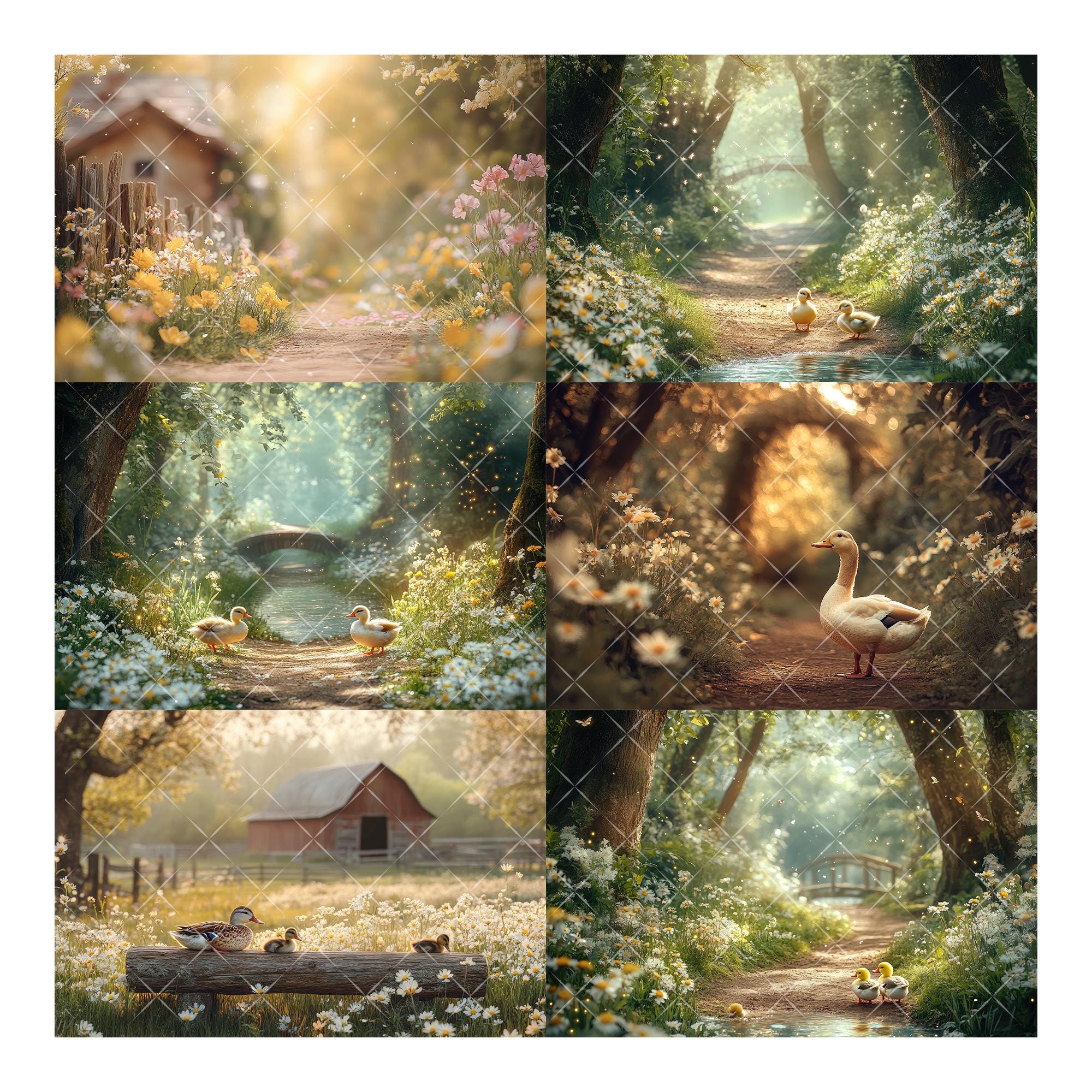 Spring Duck Digital Backdrop | Enchanted Forest Photography Background ...