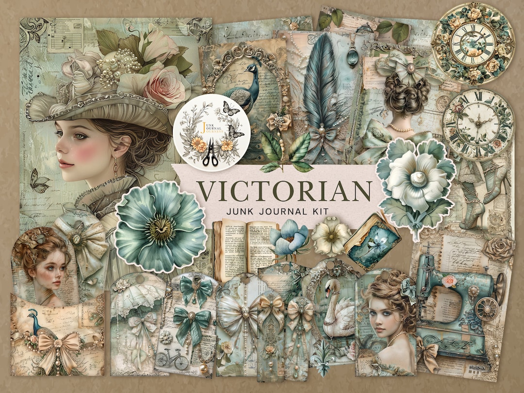 Victorian Vintage Junk Journal Kit Bundle Scrapbooking, Printable Pages ...