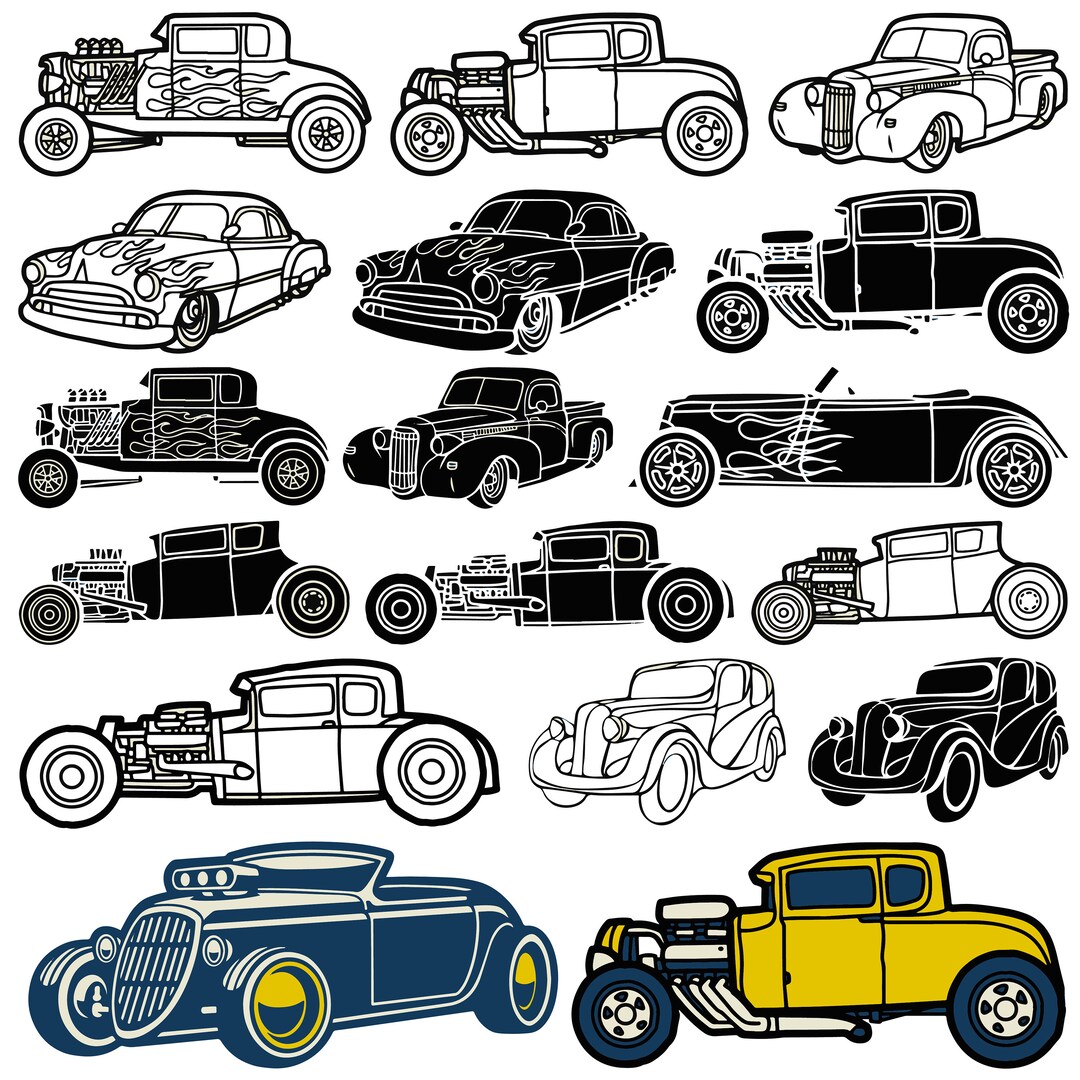 Hot Rod SVG, Hot rod PNG, Vintage Car SVG, Muscle Car Silhouette, Retro ...