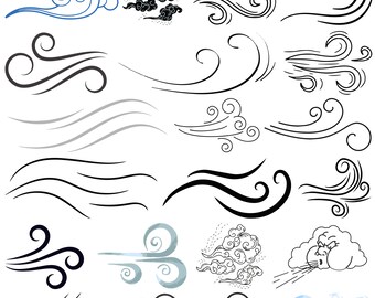 Wind Svg Bundle, Wind Storm Cricut, Wind Silhoulette, Air Flow Vector ...
