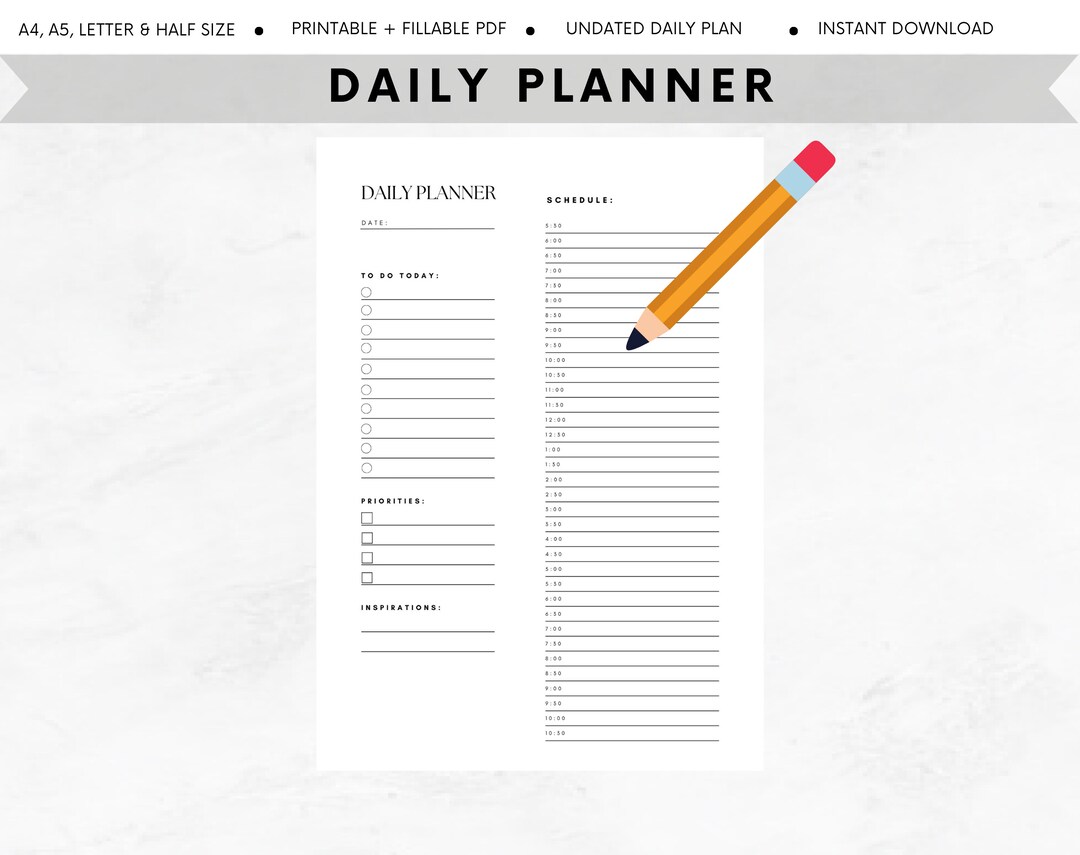Daily Time Planner Printable | Routine Tracker | Half Hourly Schedule ...