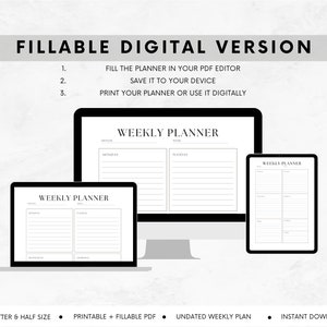 Weekly Planner Printable to Do List | Minimal Weekly Schedule | Weekly ...