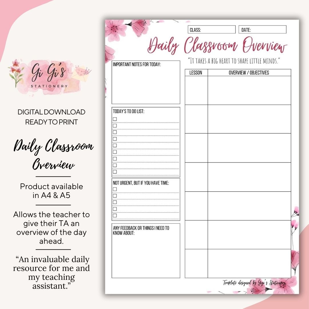 Daily Classroom Organiser | Teacher Classroom Organiser | Teaching ...