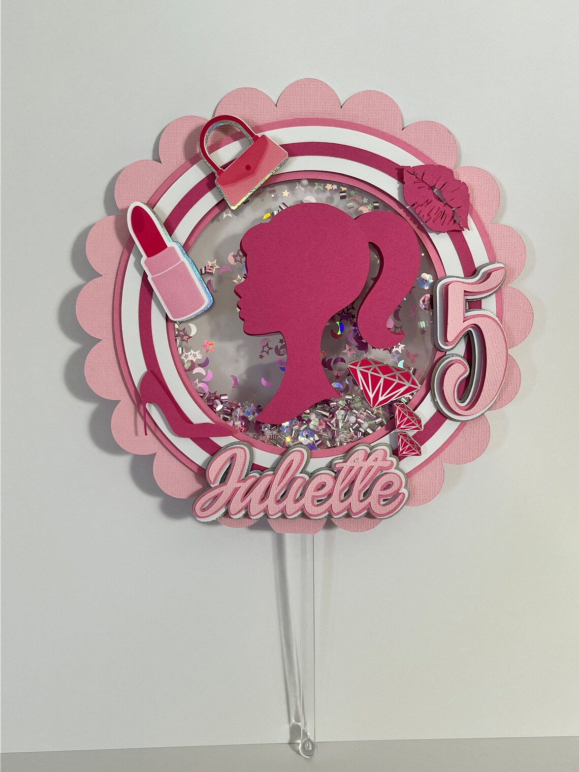 Barbie Inspired Cake Topper Shaker - Custom Made, Personalized. - Etsy