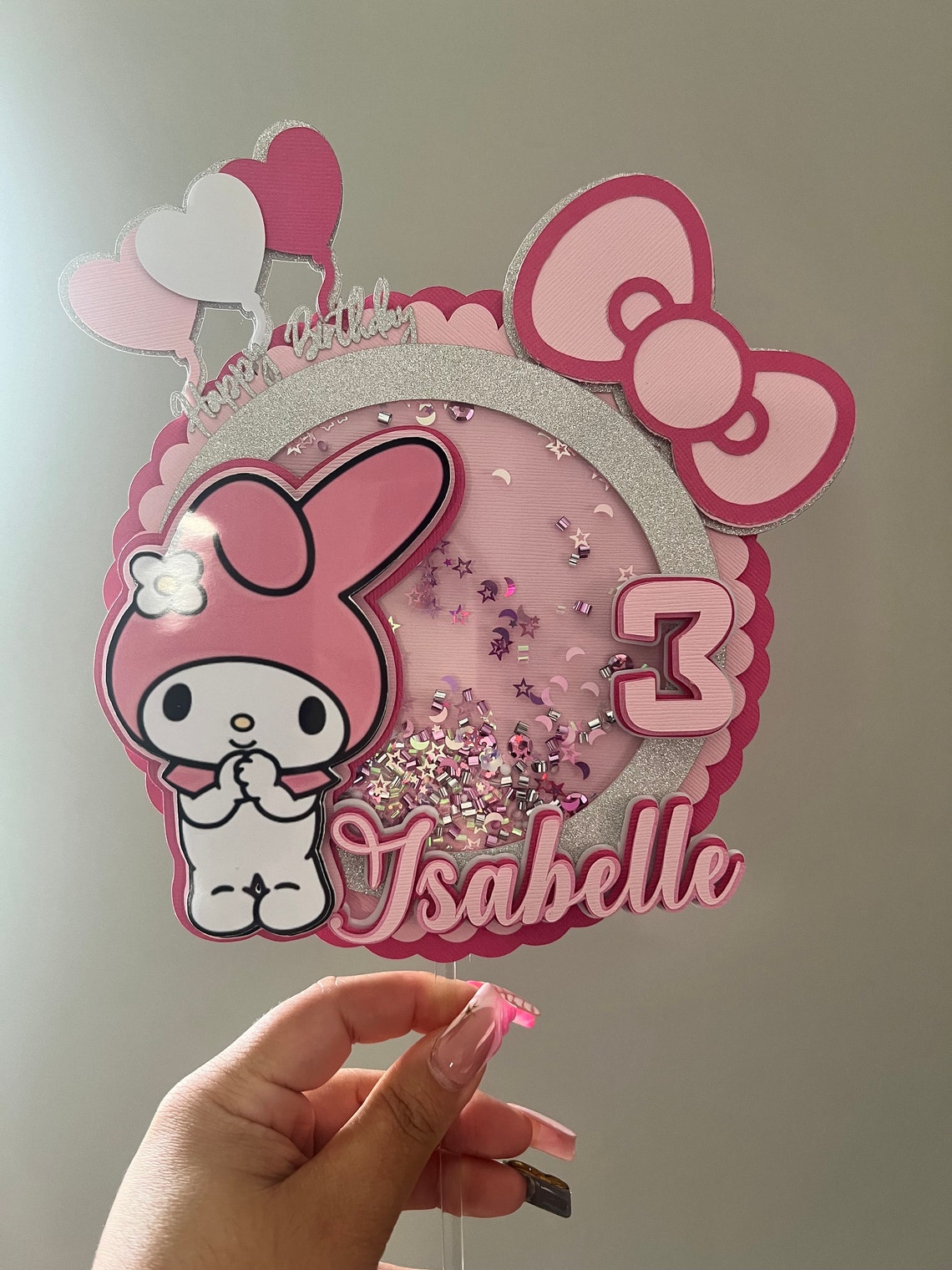 My Melody Inspired Cake Topper Shaker Custom Made, Personalized. - Etsy