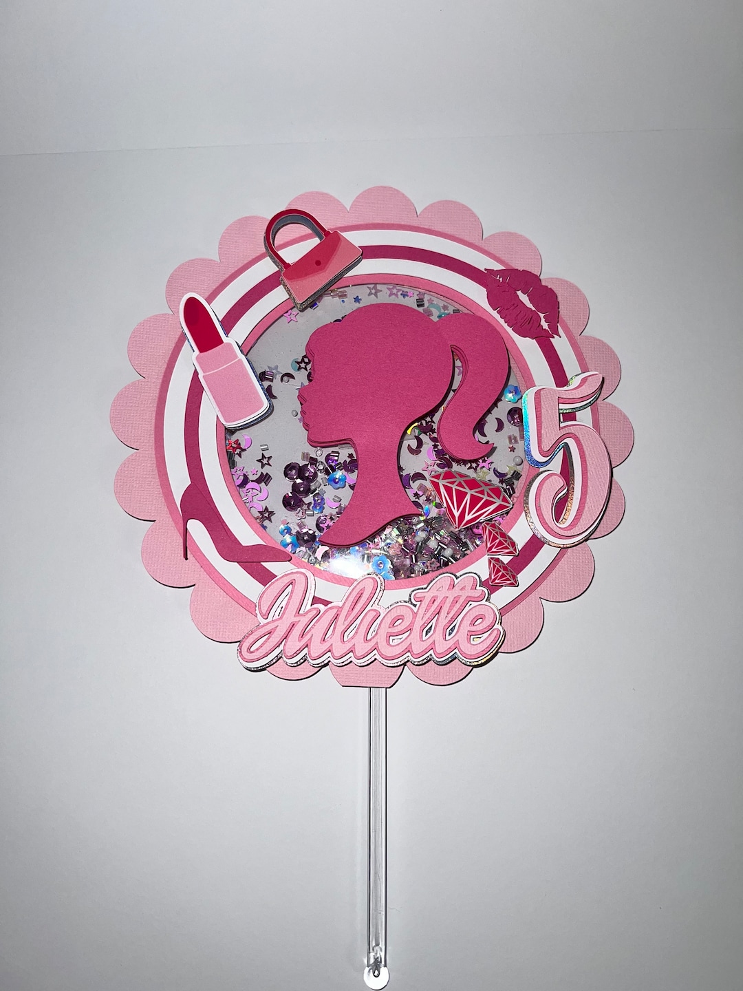 Barbie Inspired Cake Topper Shaker - Custom Made, Personalized. - Etsy