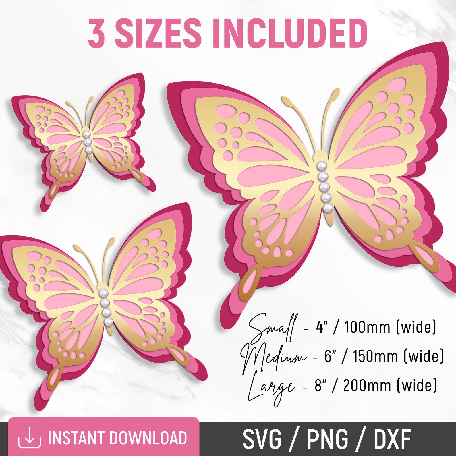 Butterfly Svg BUNDLE, 3D Butterfly Svg, Butterfly Template, Layered ...