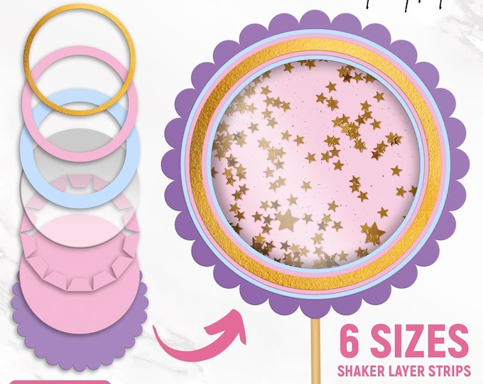 Shaker Svg & Shaker Layer Strips, BUNDLE, Circle Shaker Cake Topper Svg ...