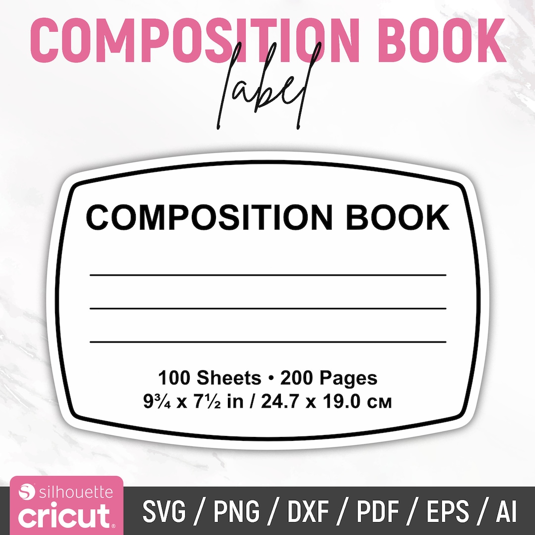 Composition Book Svg, Composition Book Cover, Notebook Template