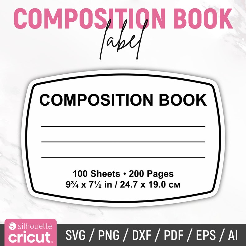 Composition Book Label Svg, Composition Notebook Labels, Composition ...