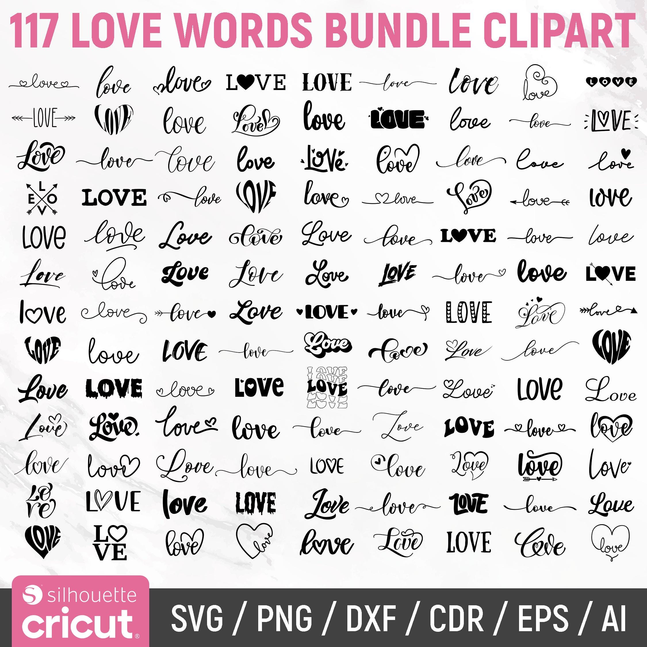 Love Svg Bundle, Love Word Svg, Love Clipart, Love Heart Svg, Heart Svg ...
