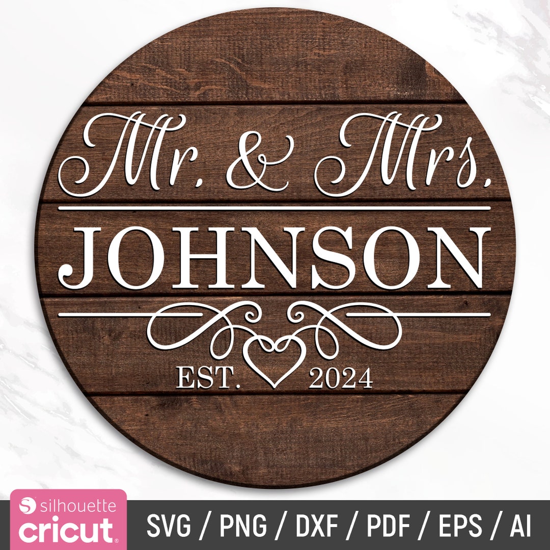 Mr. and Mrs. Sign Svg, Wedding Monogram Svg, Wedding Gifts for Couple ...