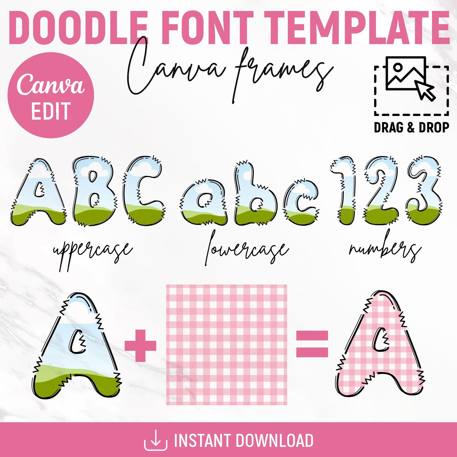 Editable Canva Frame Letters, Uppercase Lowercase & Numbers, Drag and ...