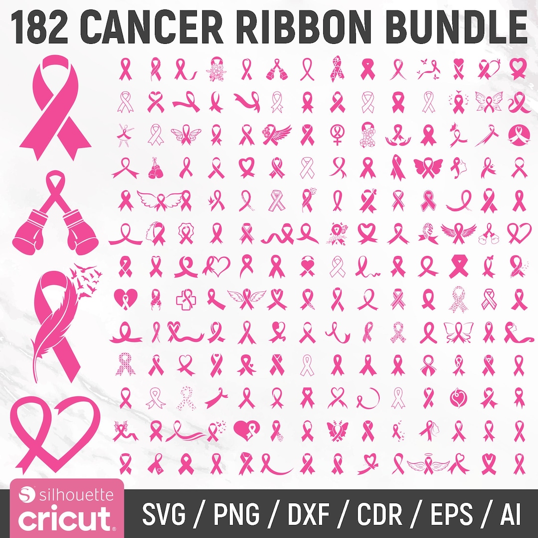 Cancer Ribbon Svg Bundle, Awareness Ribbon Svg, Pink Cancer Ribbon Svg ...