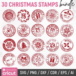 Santa Stamp Svg Bundle, North Pole Svg, Christmas Stamp Svg, Special ...