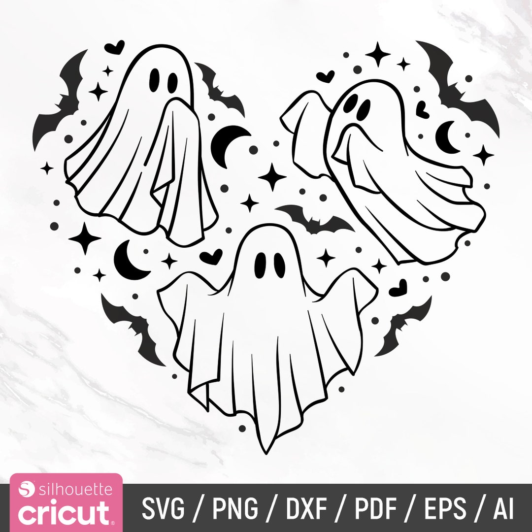 Ghost Heart Svg, Halloween Heart Svg, Halloween Svg, Halloween Love Svg ...