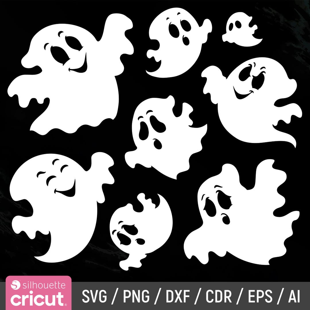 Halloween Ghosts BUNDLE Svg, Halloween Svg, Ghost Outline, Cute ...