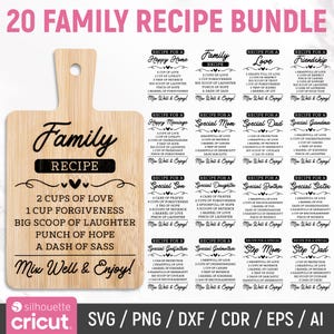 Family Recipe Svg Bundle, Kitchen Svg, Funny Kitchen Svg, Cutting Board ...