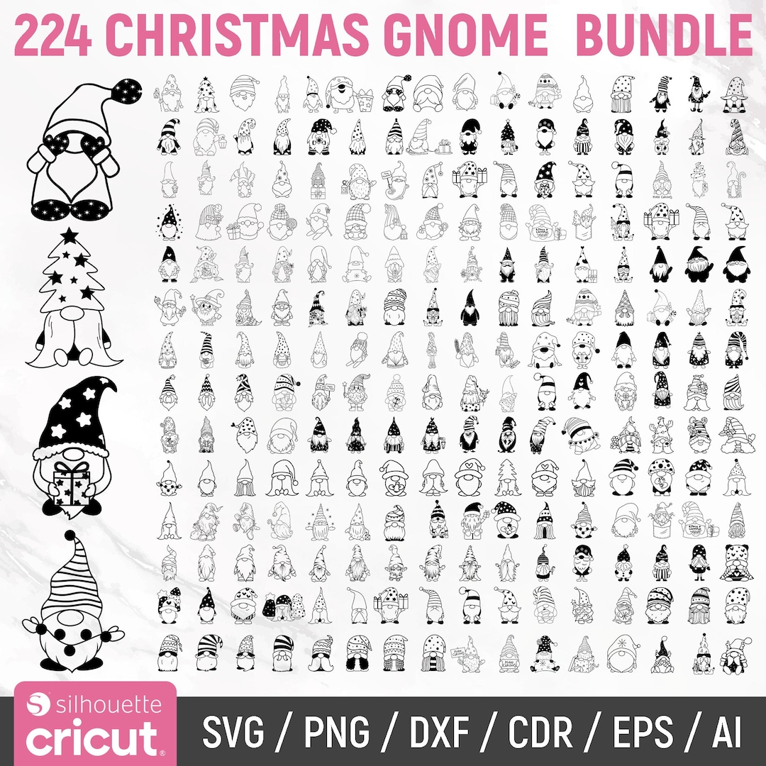 Christmas Gnome Svg Bundle, Gnome Clipart, Gnome Silhouette Svg, Gnomes ...