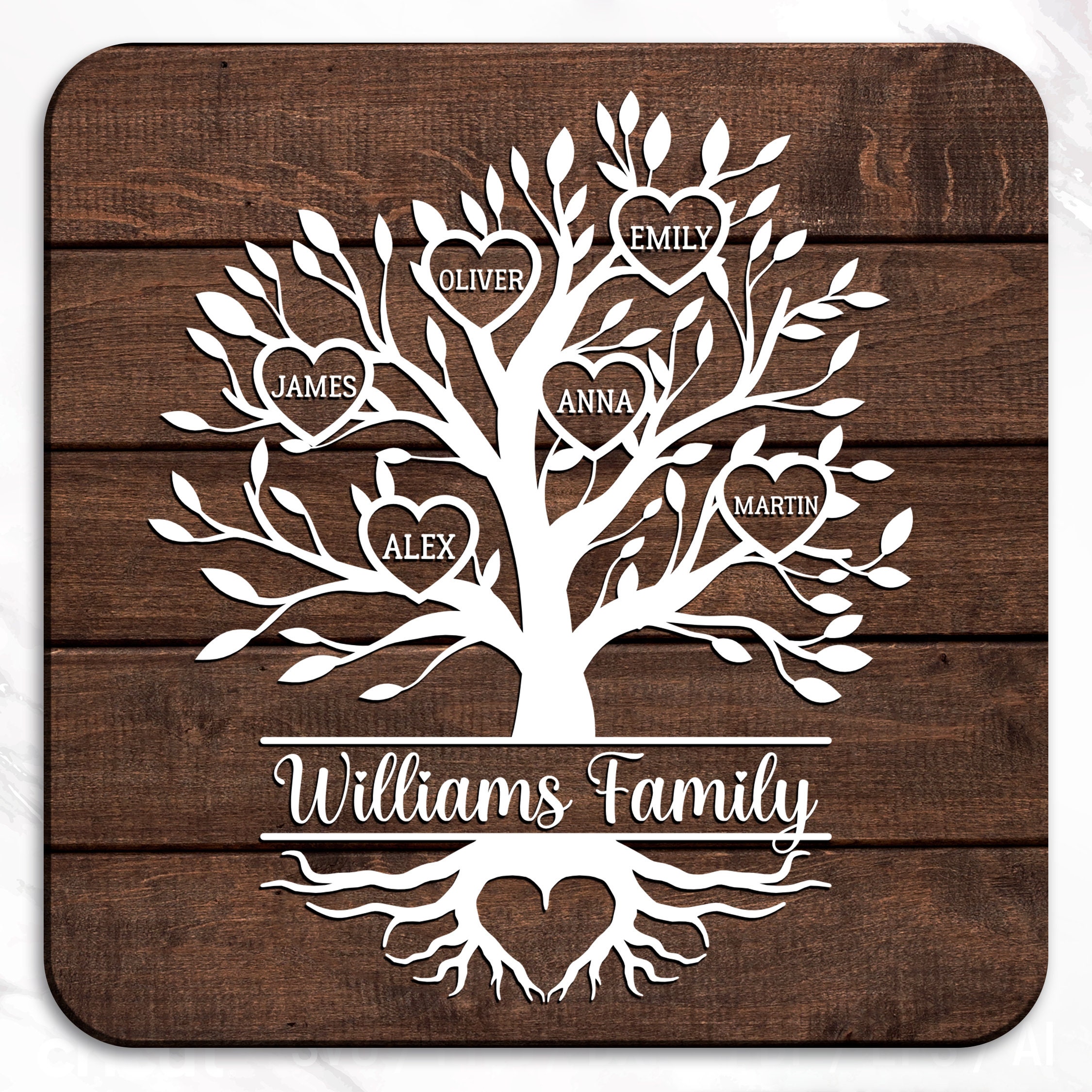 Family Tree SVG, 2-16 Members Family Svg, Tree Monogram Svg, Family ...