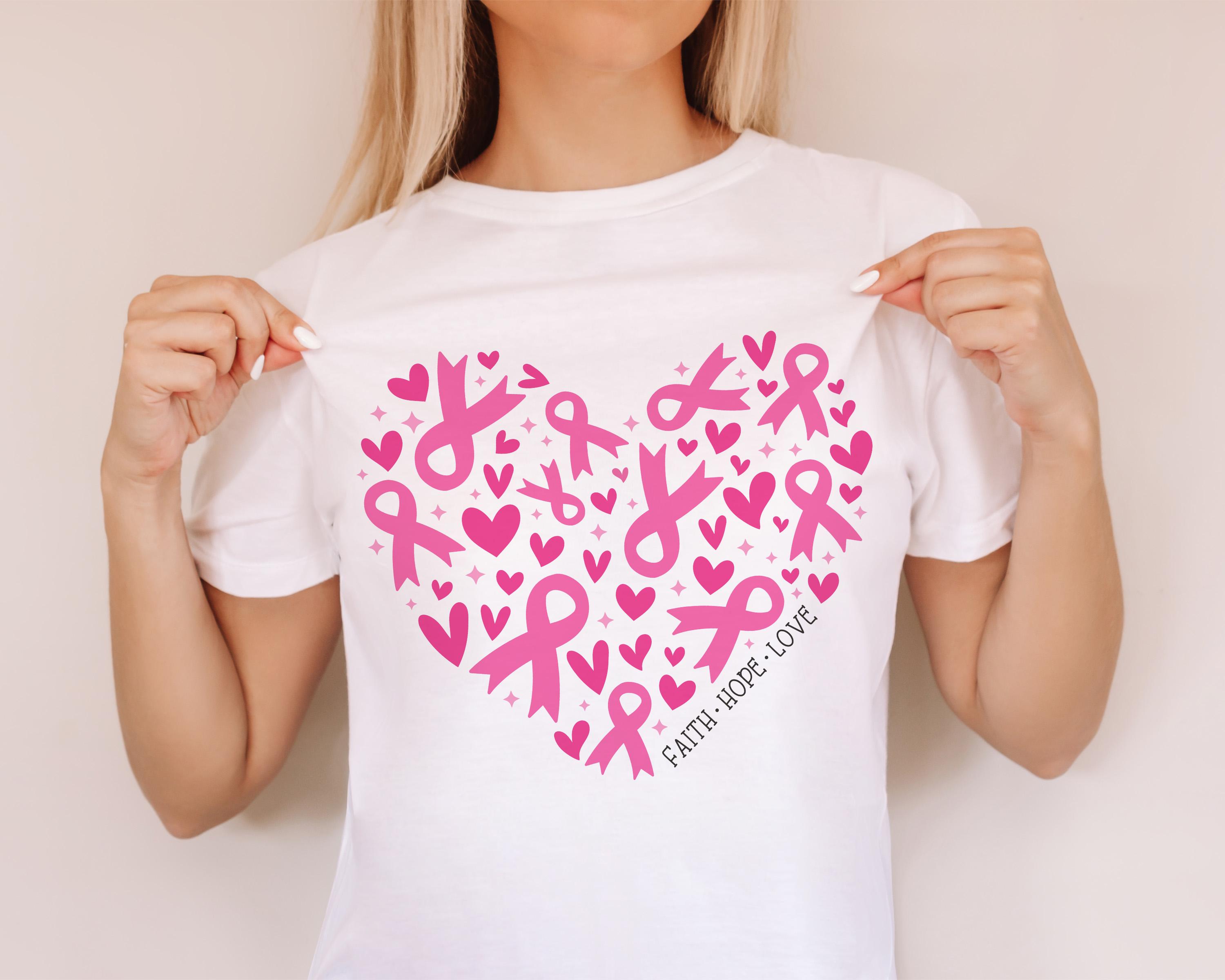 Heart Cancer Ribbons Svg, Pink Heart Svg, Awareness Svg, Breast Cancer ...