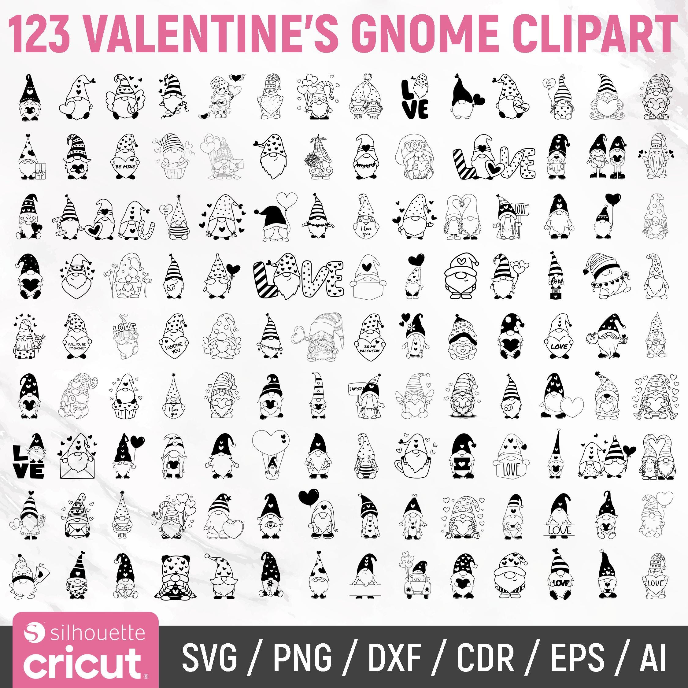 Valentine Gnome Svg Bundle, Gnome Clipart, Gnomes Valentines Day Svg ...