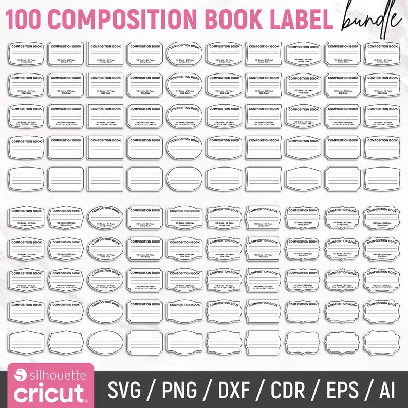 Composition Book Svg, Composition Book Cover, Notebook Template ...