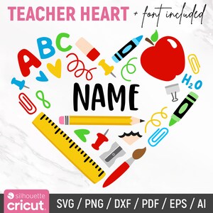 Custom Teacher Heart SVG, Teacher Svg, Back to School, Teacher Gift ...