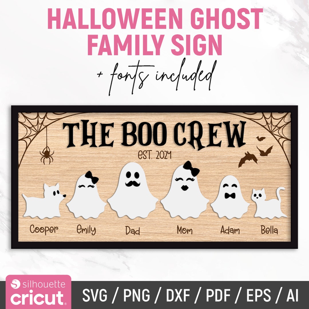 Halloween Ghost Family Sign SVG, Cute Ghosts Svg, Halloween Sign Svg ...
