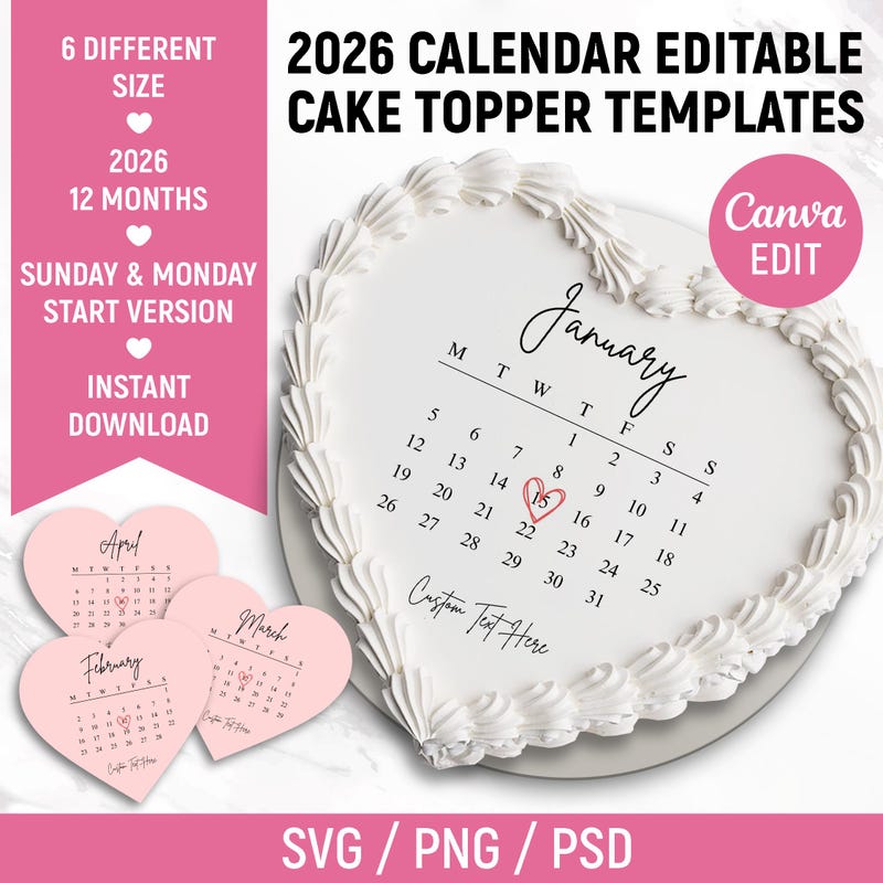 2026 edible calendar cake topper - Etsy.de