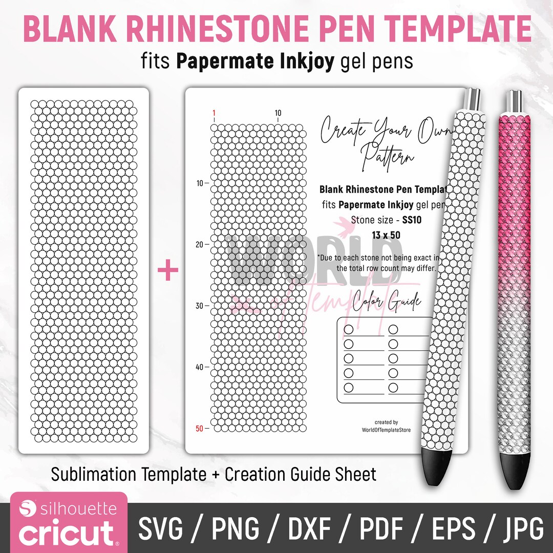Blank Rhinestone Pen Template, Rhinestone Pen, Rhinestone Template ...